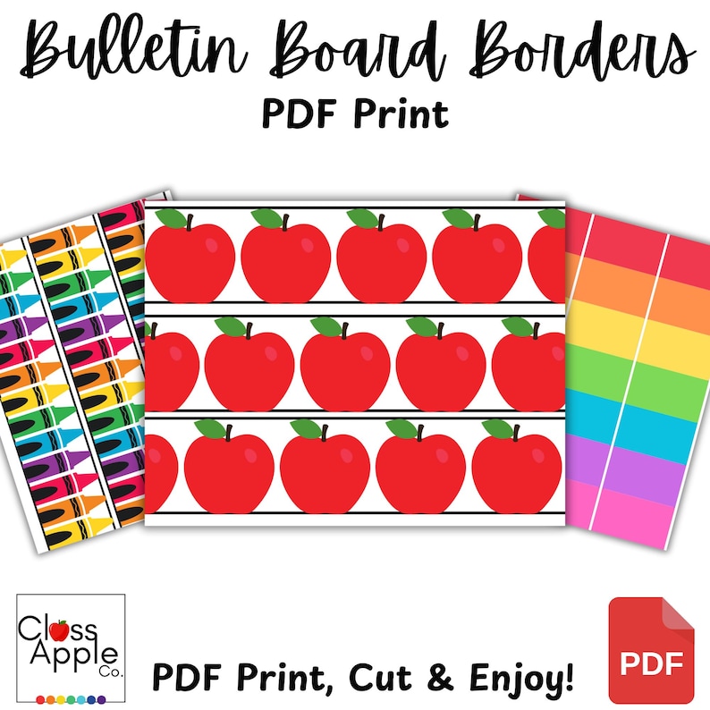 Printable Bulletin Board Borders PDF | Rainbow Classroom Decor ...