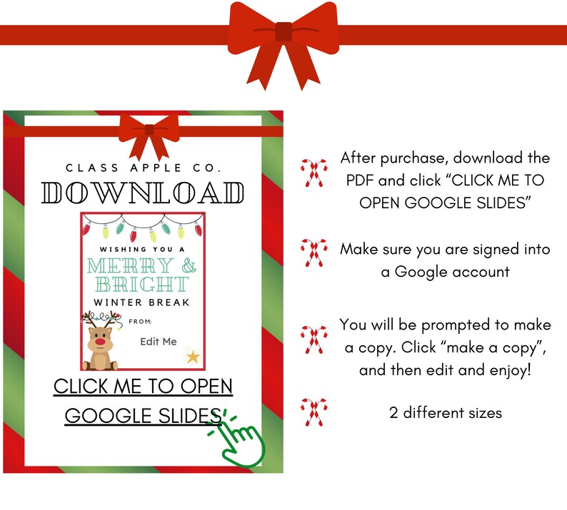 Editable Winter Break Gift Tags Compatible With Google Slides for ...