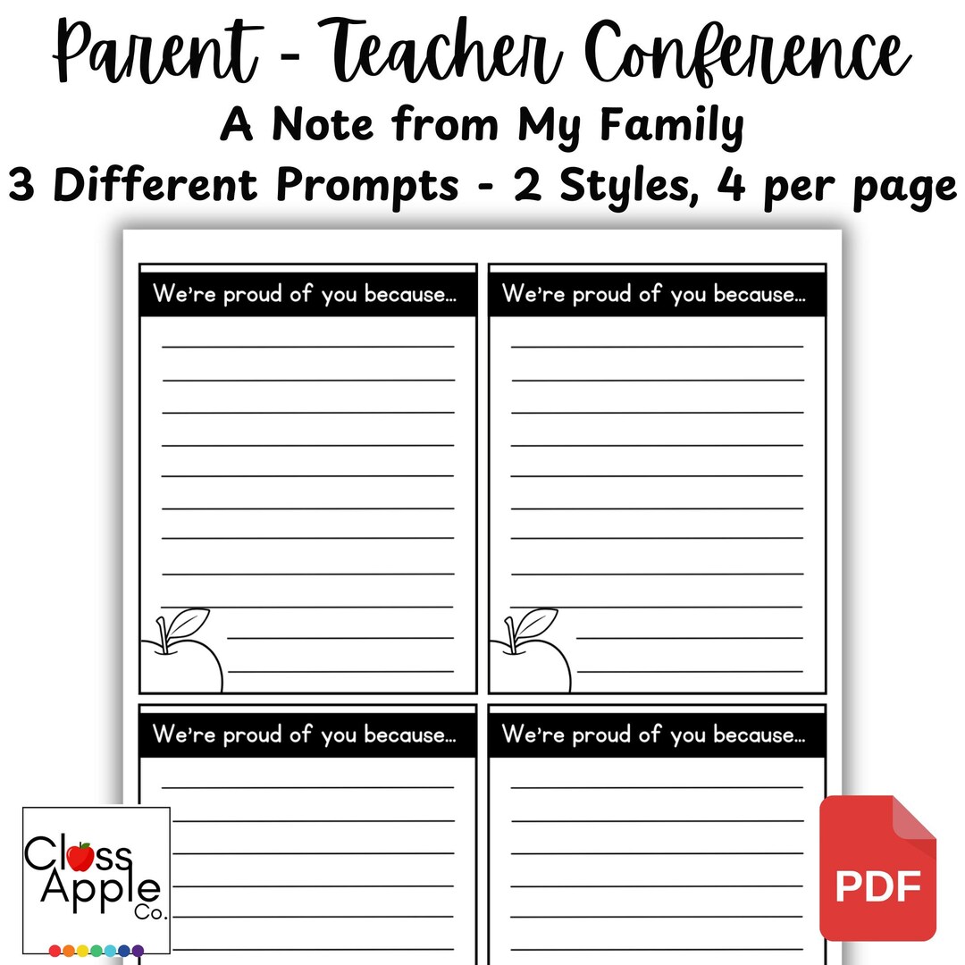 Parent Teacher Conference Notes for Students | Printable Parent Letters ...