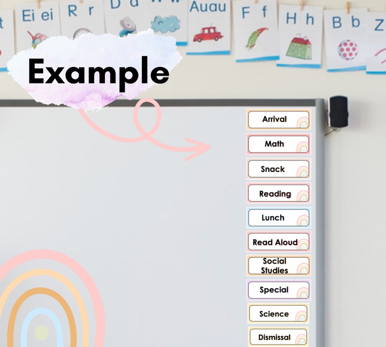 Editable Schedule Cards for Classroom - Pastel Rainbow Theme - Simple ...