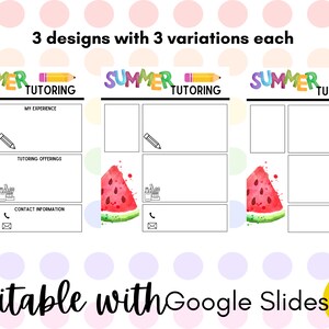 Editable Summer Tutoring Flyer to Use With Google Slides - Easy to ...