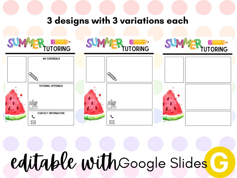 Editable Summer Tutoring Flyer to Use With Google Slides - Easy to ...