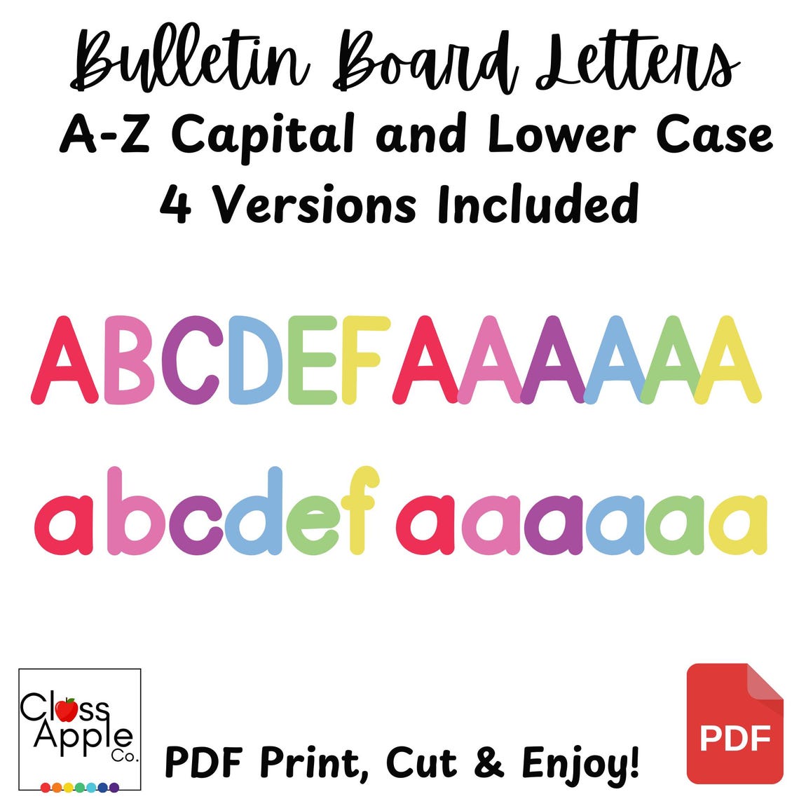 Bulletin Board Letters Printable | A-Z Capital and Lowercase | PDF Cut ...