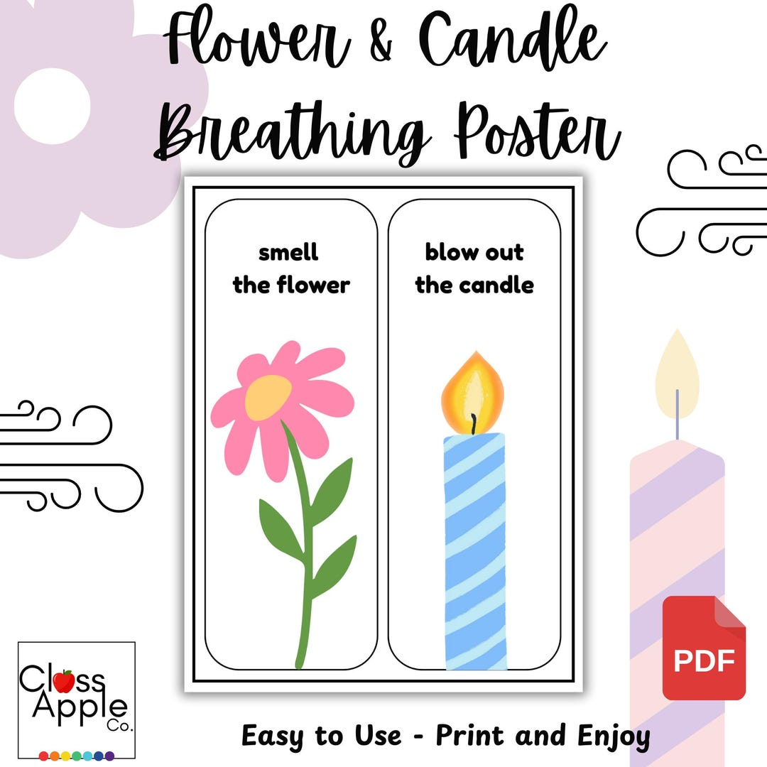 Flower and Candle Breathing Poster | Calm Corner Printable PDF ...