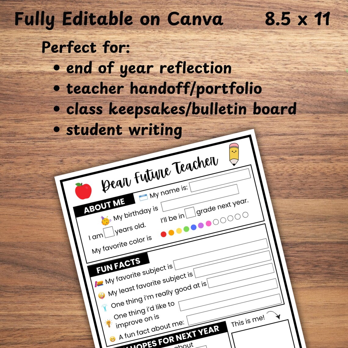 Dear Future Teacher Printable | End of Year Student Letter | Editable ...