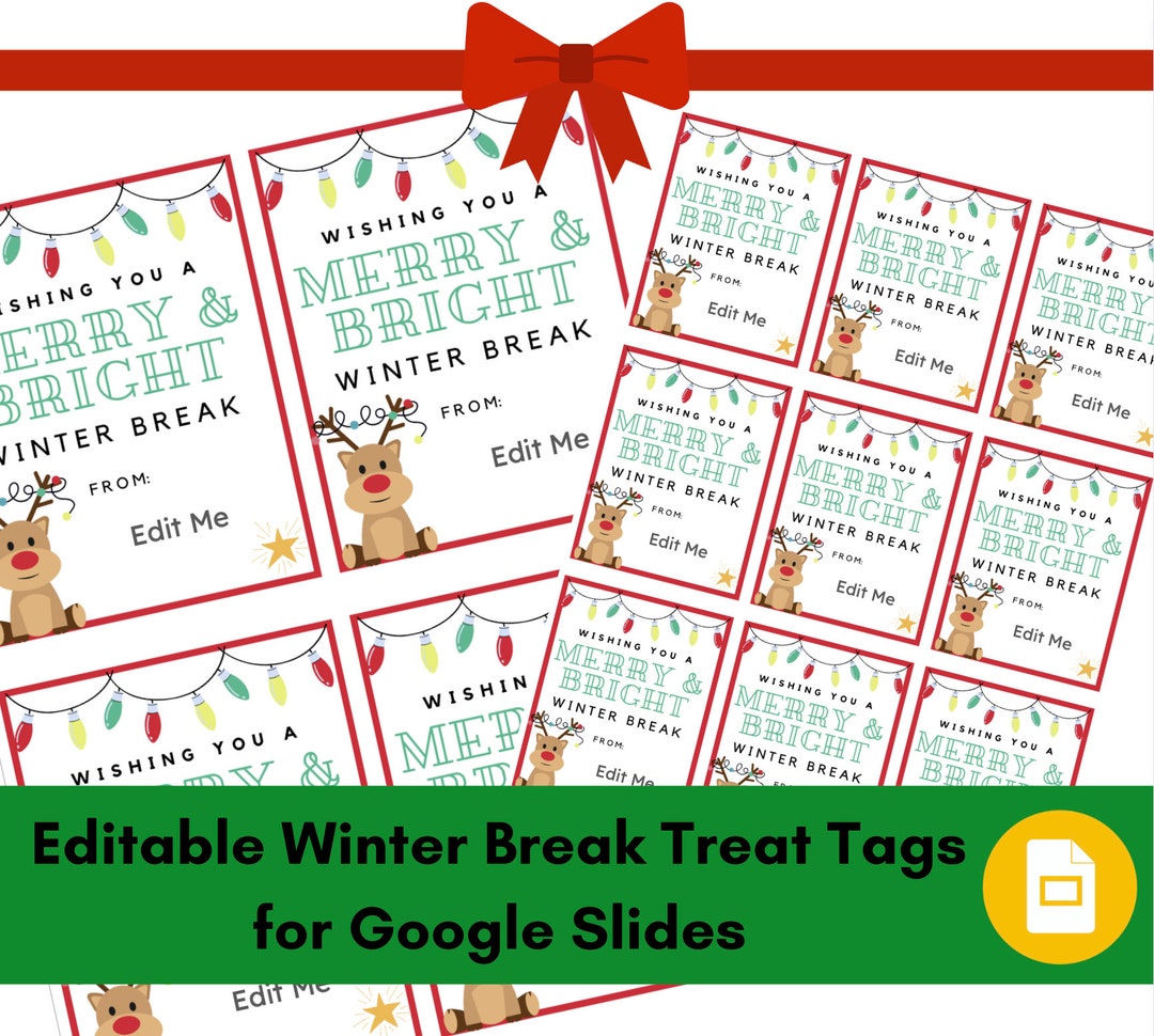 Editable Winter Break Gift Tags Compatible With Google Slides for ...