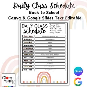 Boho Daily Class Schedule Template | Editable Canva & Google Slides ...