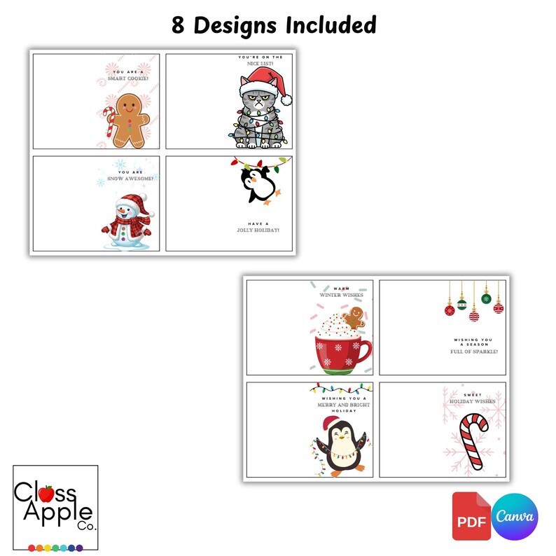 Mini Holiday Cards for Students • Teacher Christmas Cards Printable ...