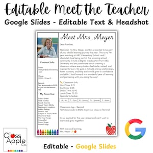 Editable Meet the Teacher Letter Template | Bright and Colorful Google ...