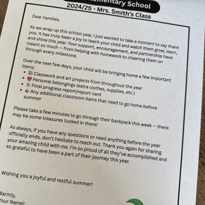 Editable End of Year Parent Letter Template | Teacher Thank You & What ...