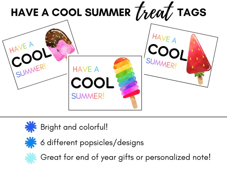 Have a COOL Summer End of School Year Treat Tags - Etsy