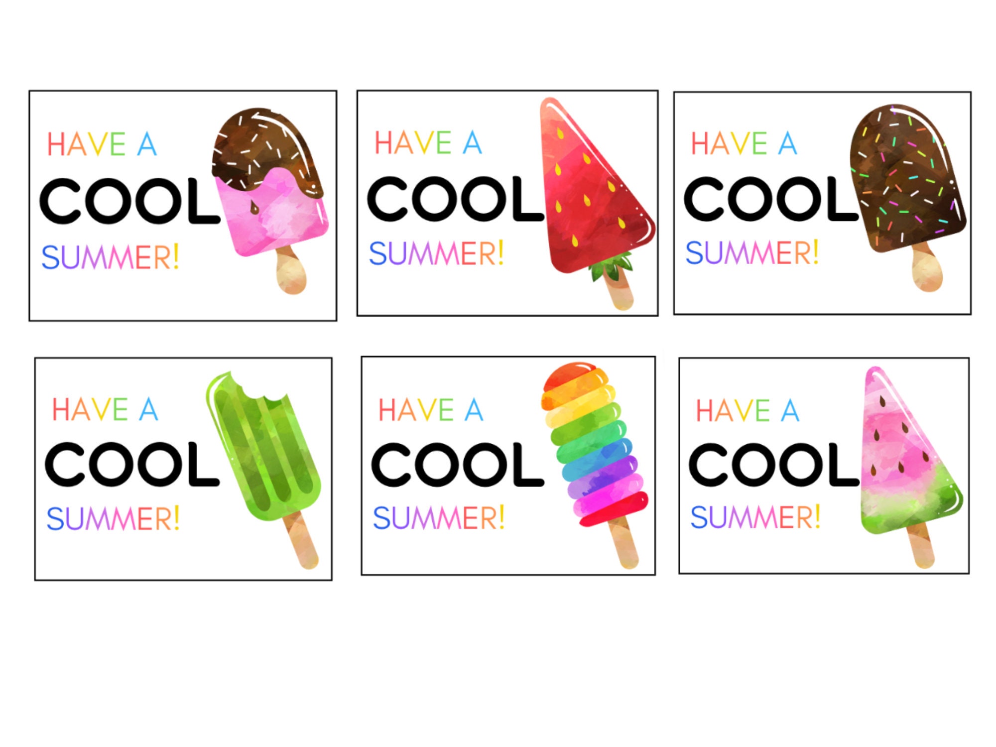 Have a Cool Summer - End of School Year Treat Tags - PDF - Instant ...