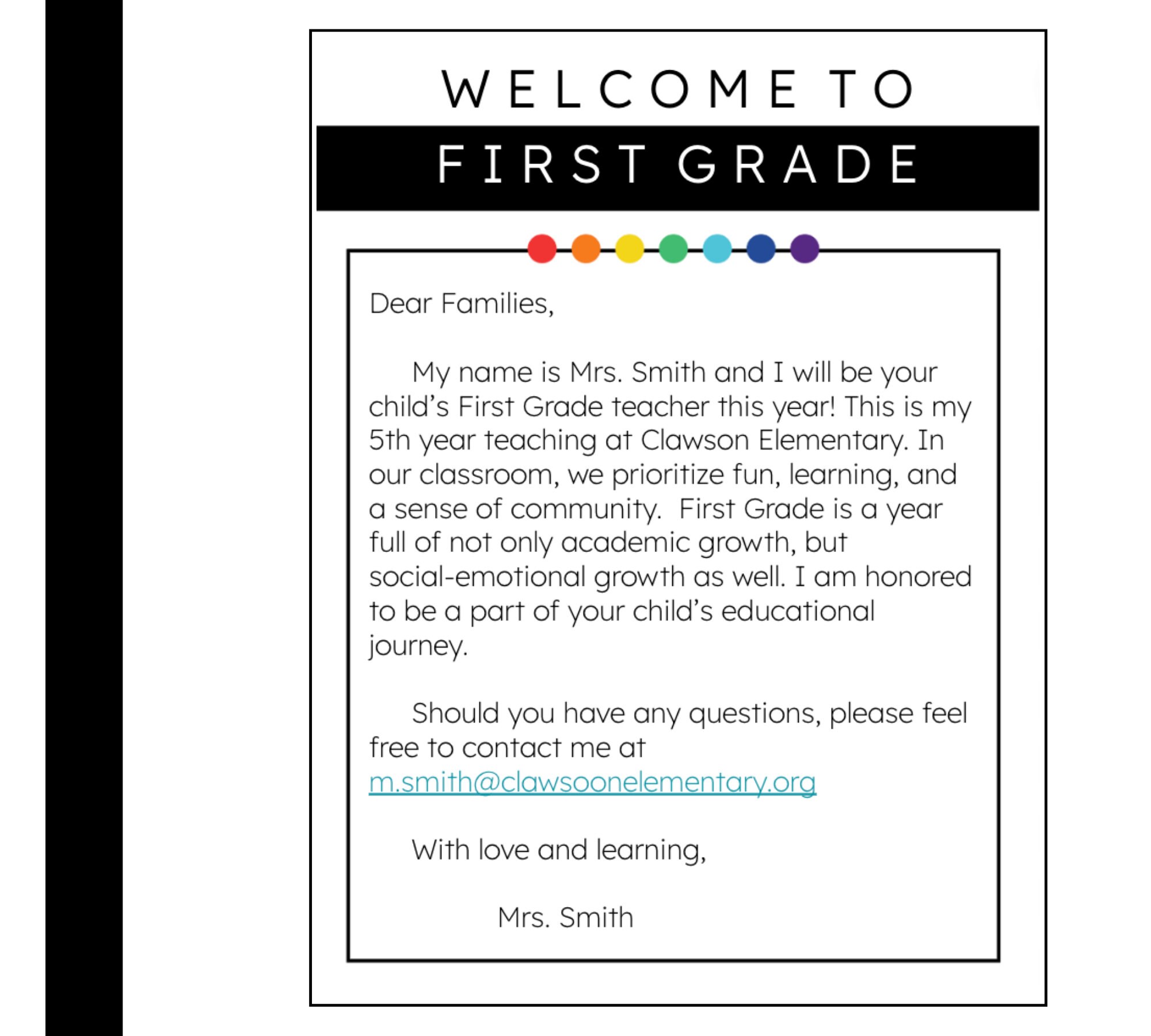 Editable Welcome Letter Version 2 - for Google Slides - Back to School ...