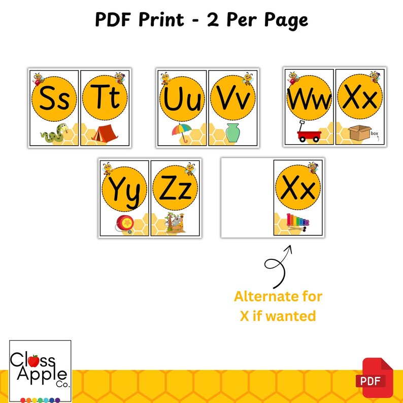 Bee Alphabet Posters | A-Z Classroom Decor | PDF Print 2 per Page ...
