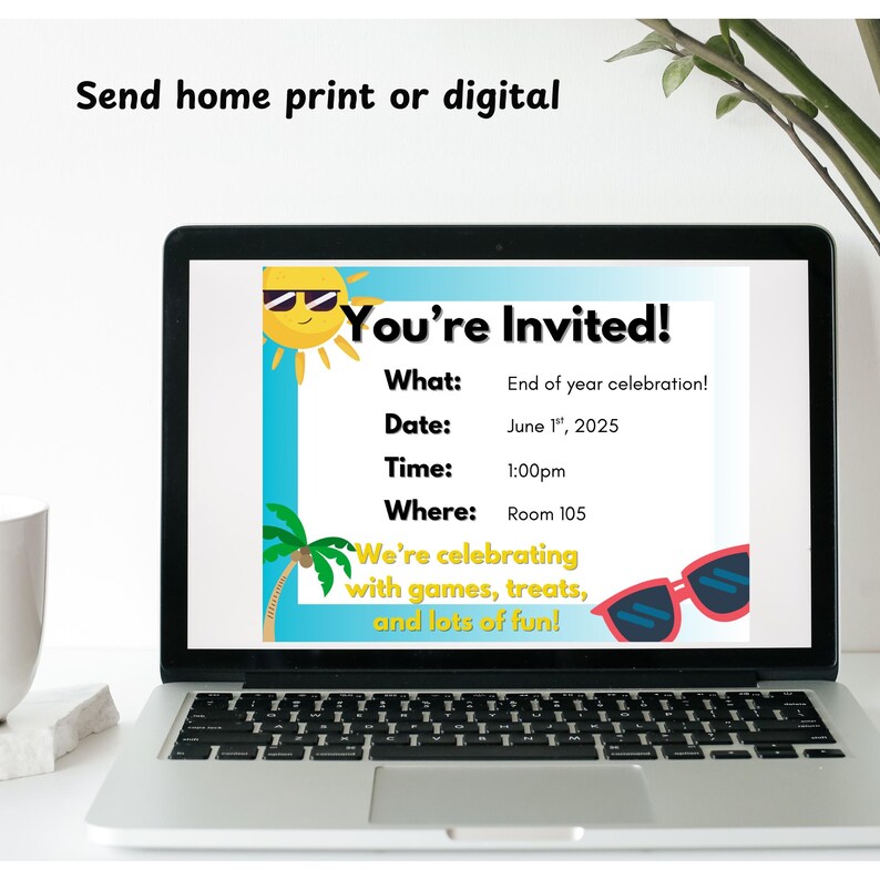 Editable End of Year Celebration Invitation | Summer Theme | Full Page ...