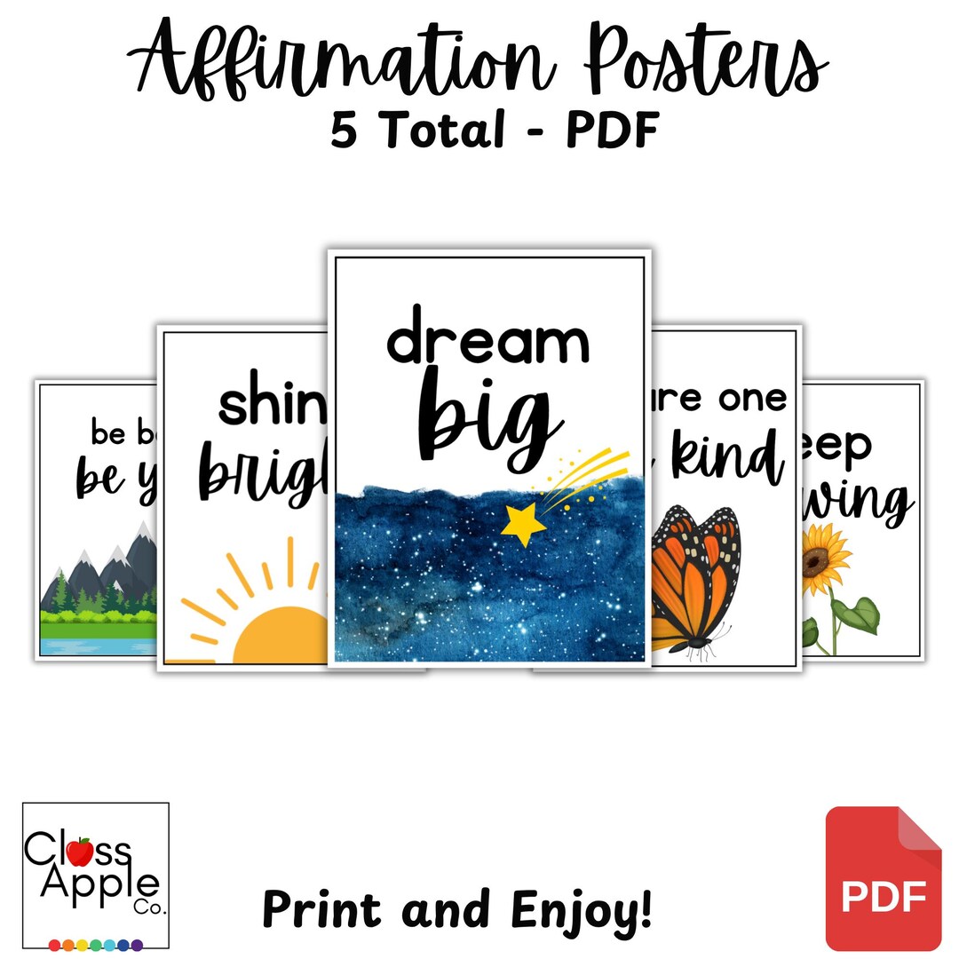 Printable Affirmation Posters for Classroom | Summer Growth Mindset ...