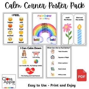 Calm Corner Poster Pack for Kids | SEL Classroom Printables PDF ...