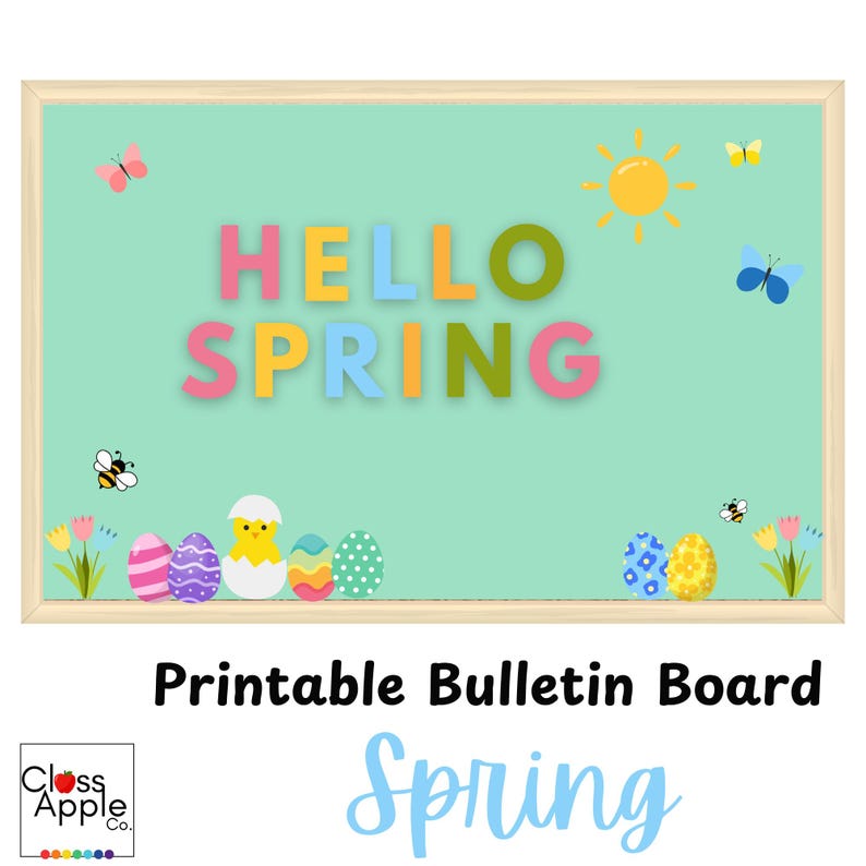 Spring Bulletin Board Kit | Printable PDF | Baby Chick, Eggs, Bees ...