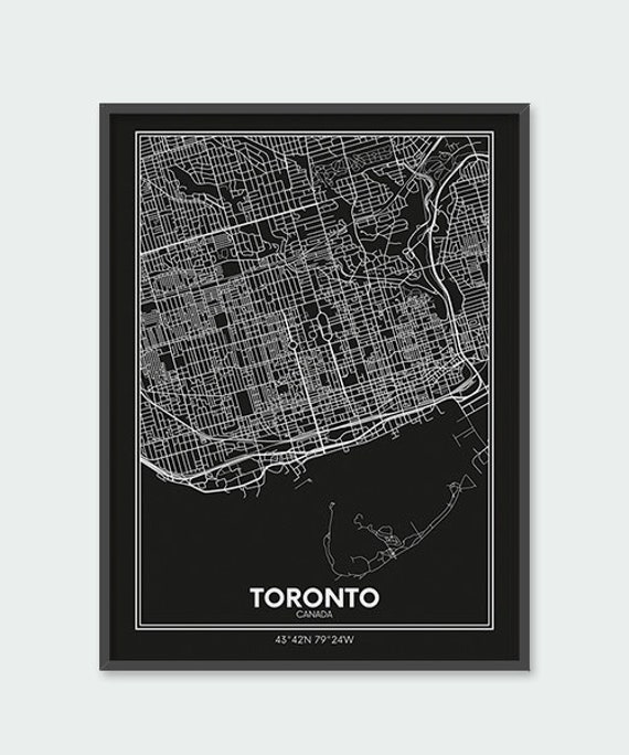 Home & Living Wall Décor Road Map Gift Toronto Map Print Toronto Map ...