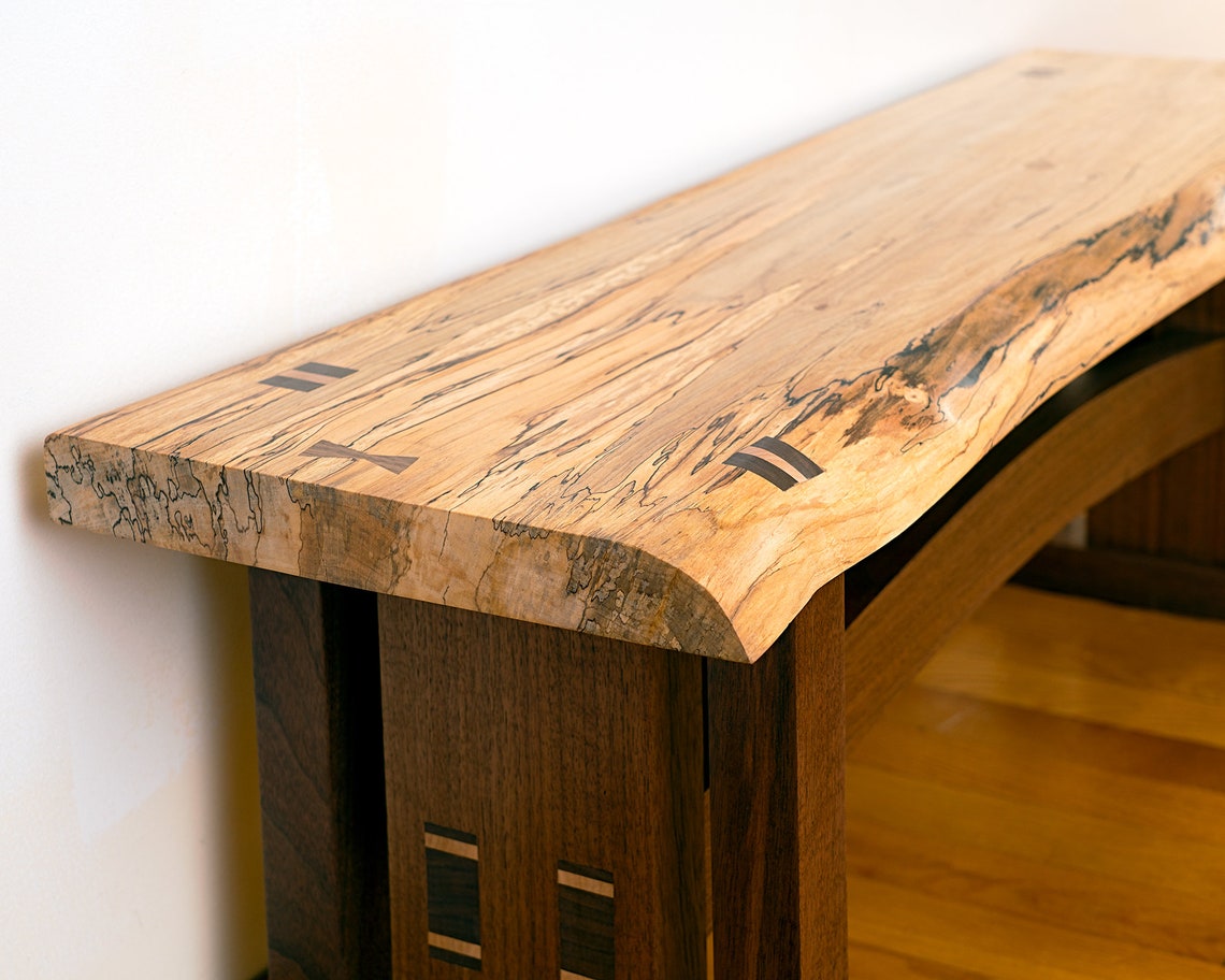 Blach Walnut and Spalted Maple Live Edge Craftsman Style Wood Bench - Etsy