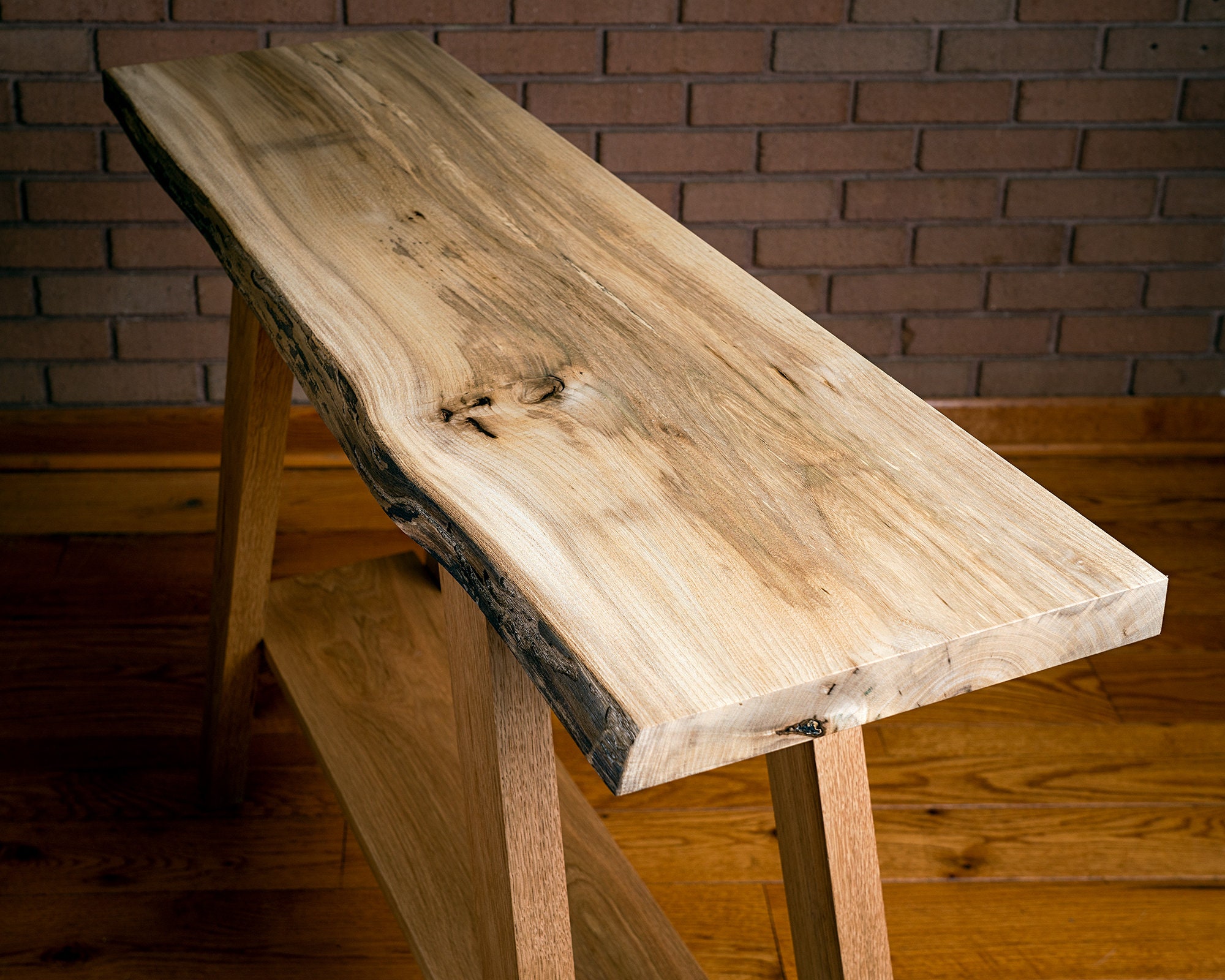 Live Edge Entry Table, Hall Table, Wall Table With Shelf, Hackberry ...