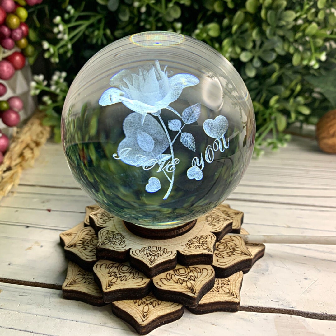 Glass Sphere With I Love You Engraving | Love You Gift | Crystal Ball ...