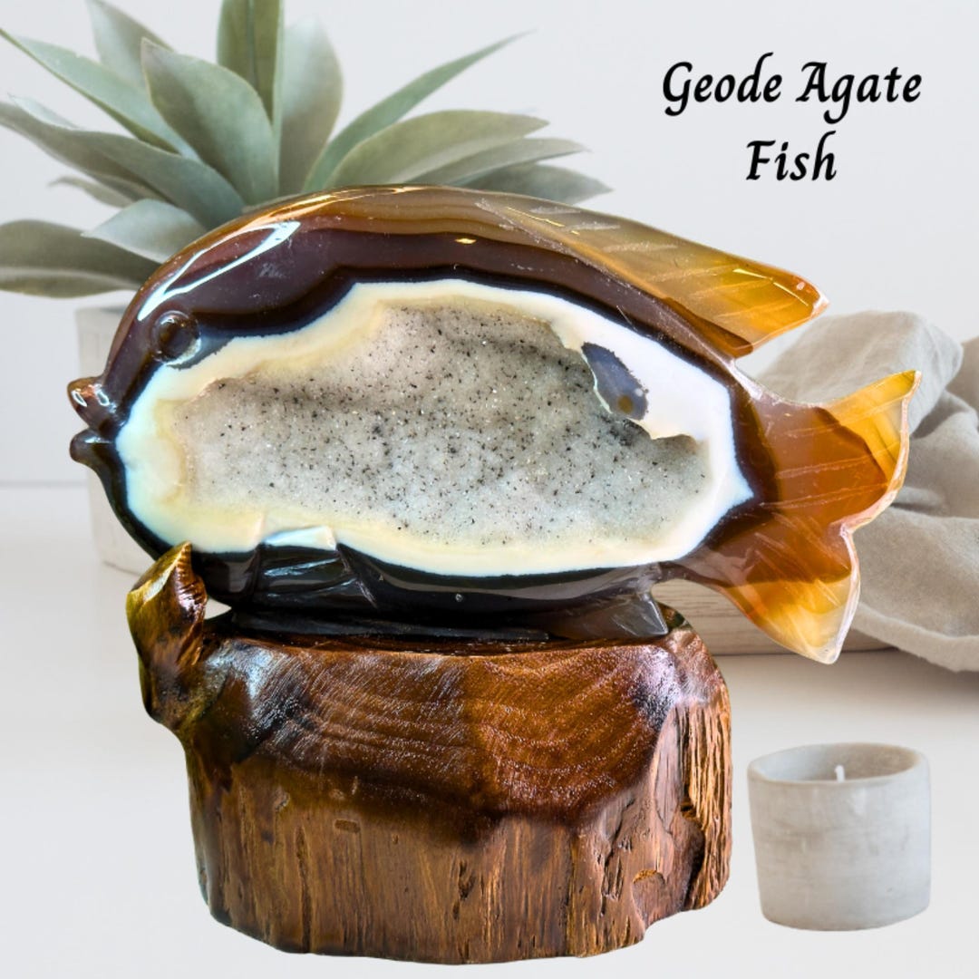 Agate Geode Crystal Fish Carving | Crystal Fish | Crystal Gift Idea ...