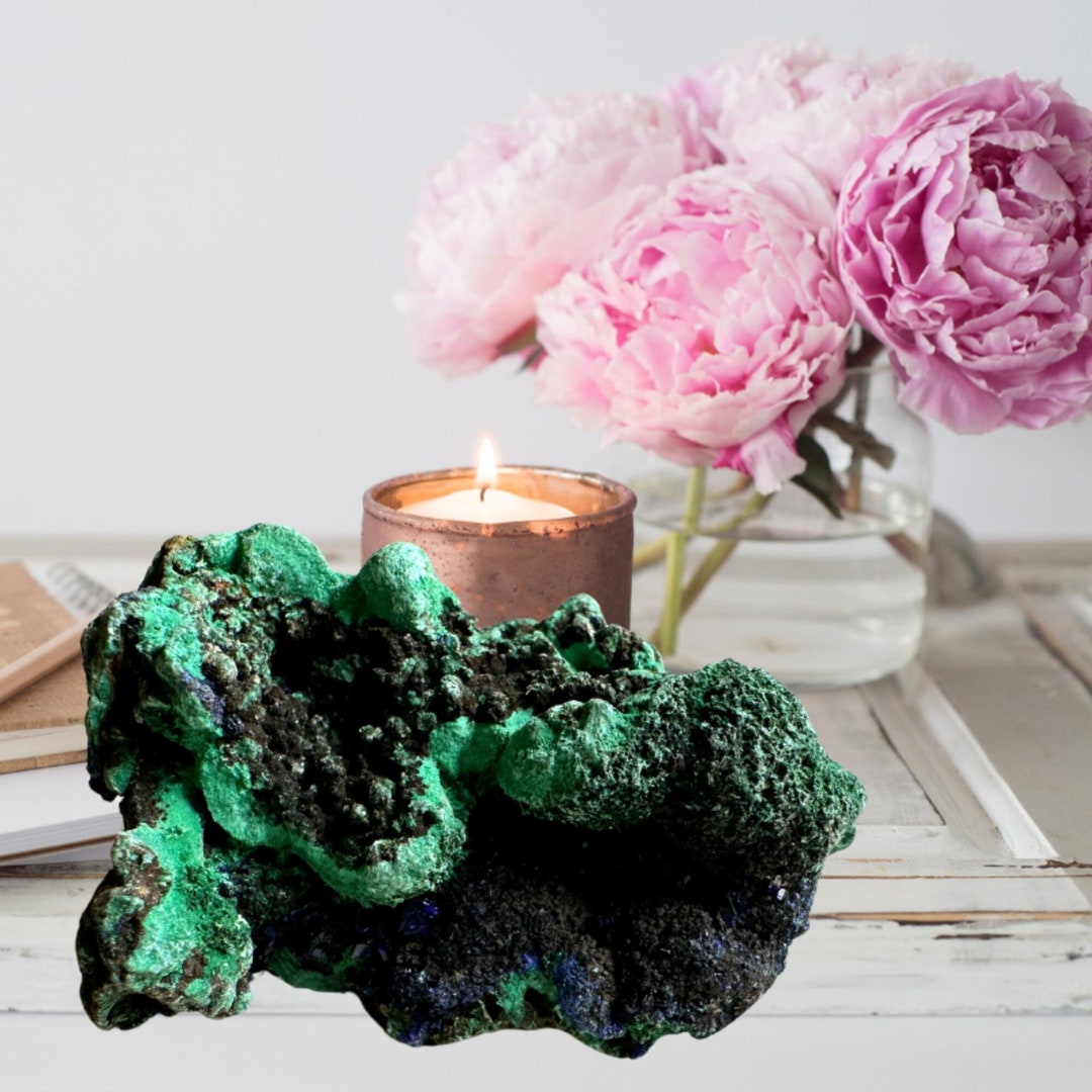 Raw Natural Azurite Malachite Geode Cluster, Natural Azurite Specimen ...