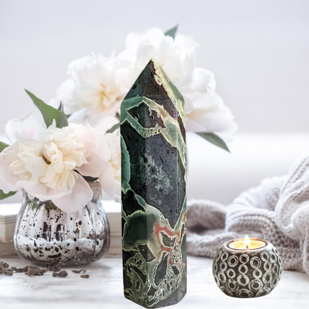 Serpentine Crystal Obelisk | Snake Jade | Teton Jade | False Jade ...