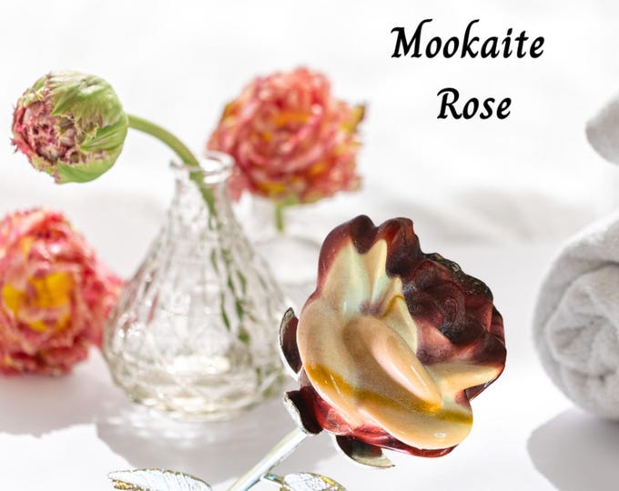 Silver Long Stem Mookaite Crystal Rose | Mookaite Rose | Crystal Flower ...