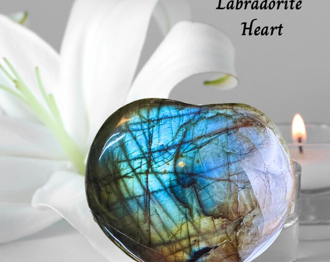 Labradorite Heart Shaped Crystal | Rainbow Crystal | Blue Flash ...