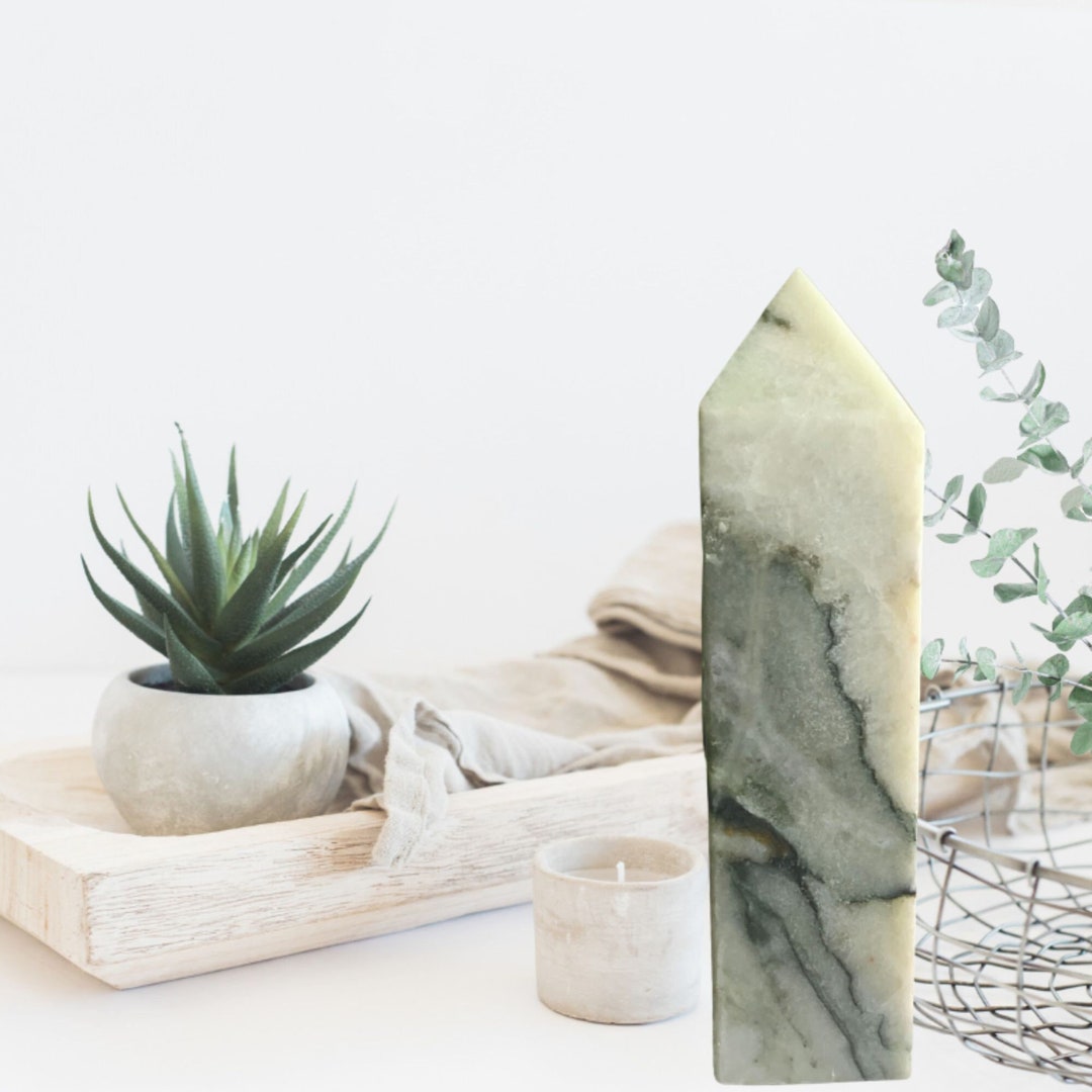 Serpentine Jade Crystal Tower New Jade Teton Jade High Quality Healing ...