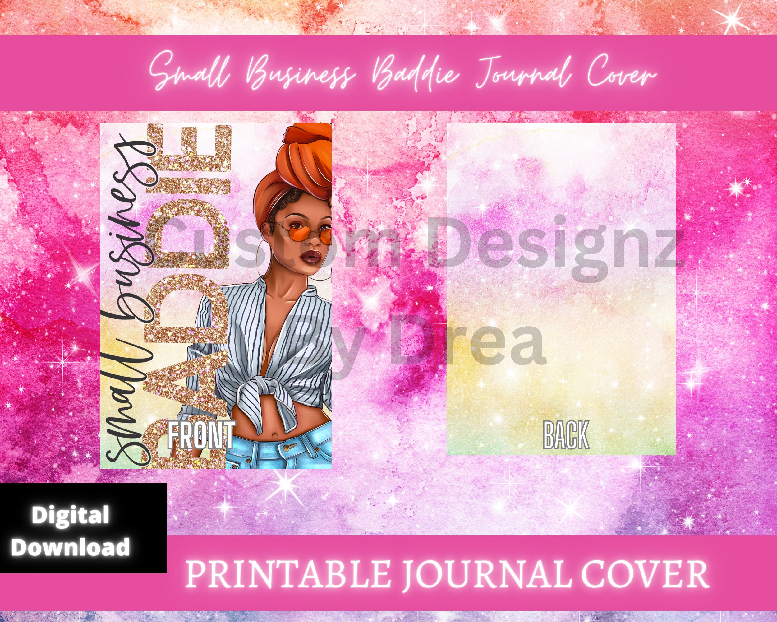 Small Business Baddie Printable Planner Cover, Journal Cover, Notebook ...