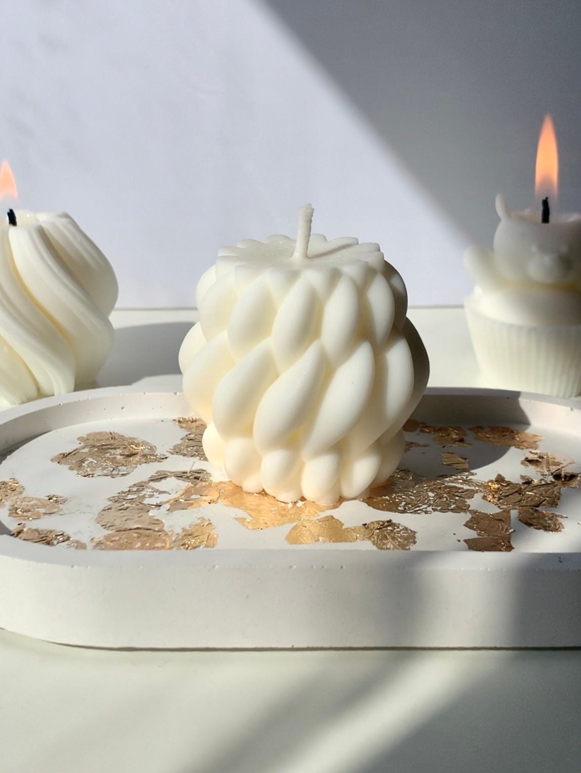 Braid Soy Pillar Candle, Aesthetic Modern Decorative Non-toxic Handmade ...