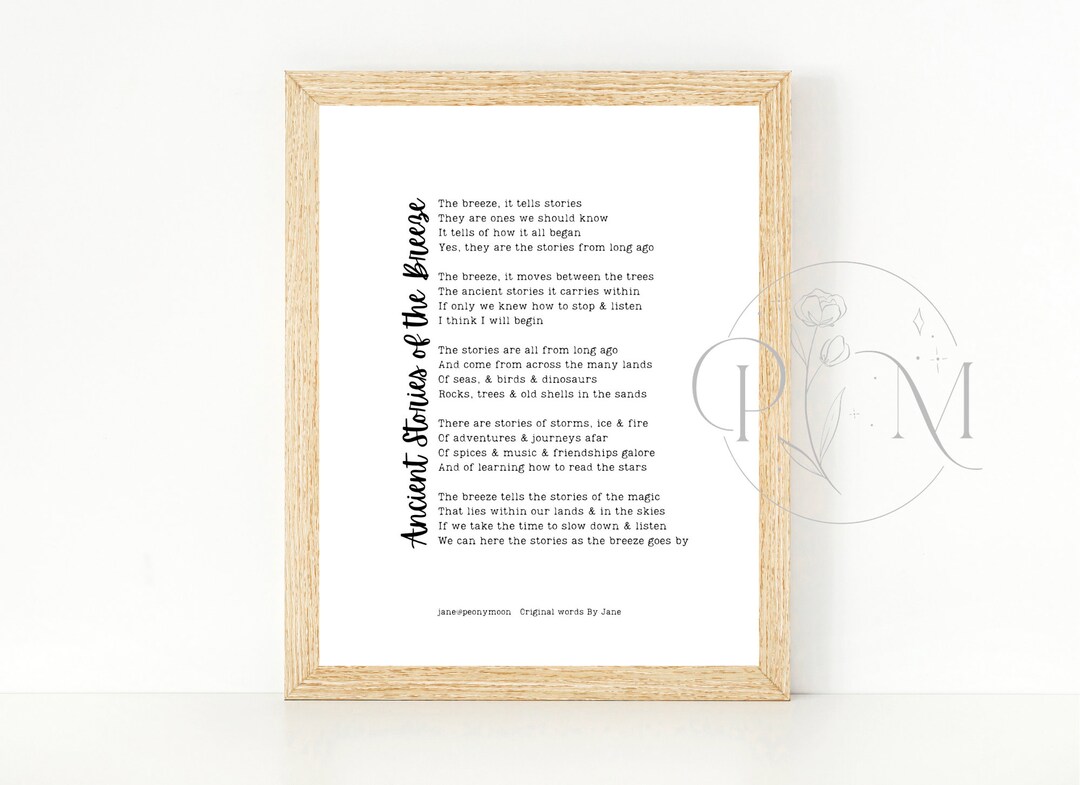 Ancient Stories of the Breeze Printable Poem Digital Print - Etsy