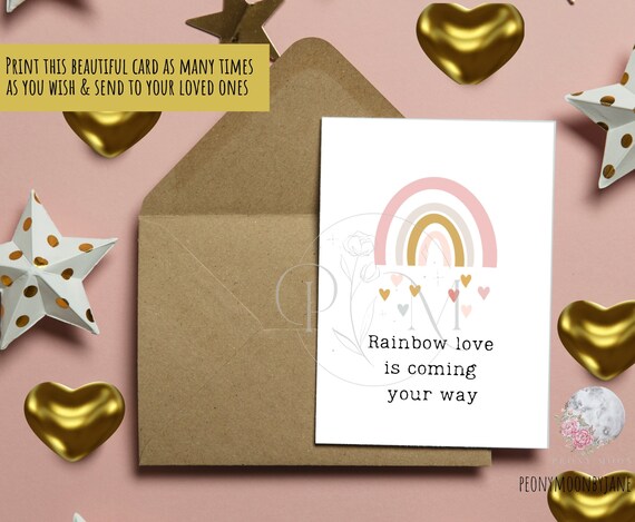 Rainbow Love Printable Card Instant Download Anniversary - Etsy