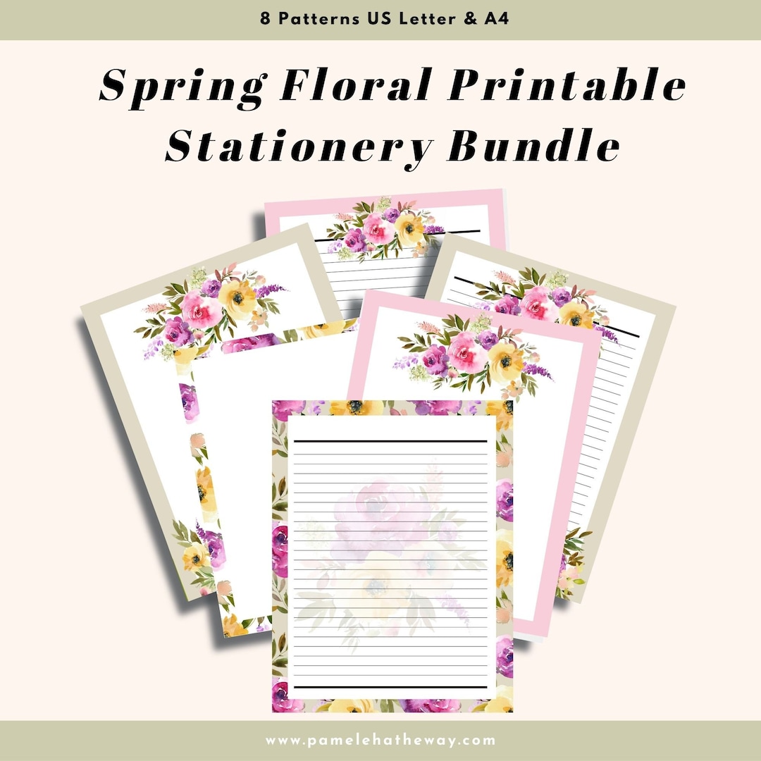 Spring Floral Printable Stationery, Floral Printable Notepaper - Etsy