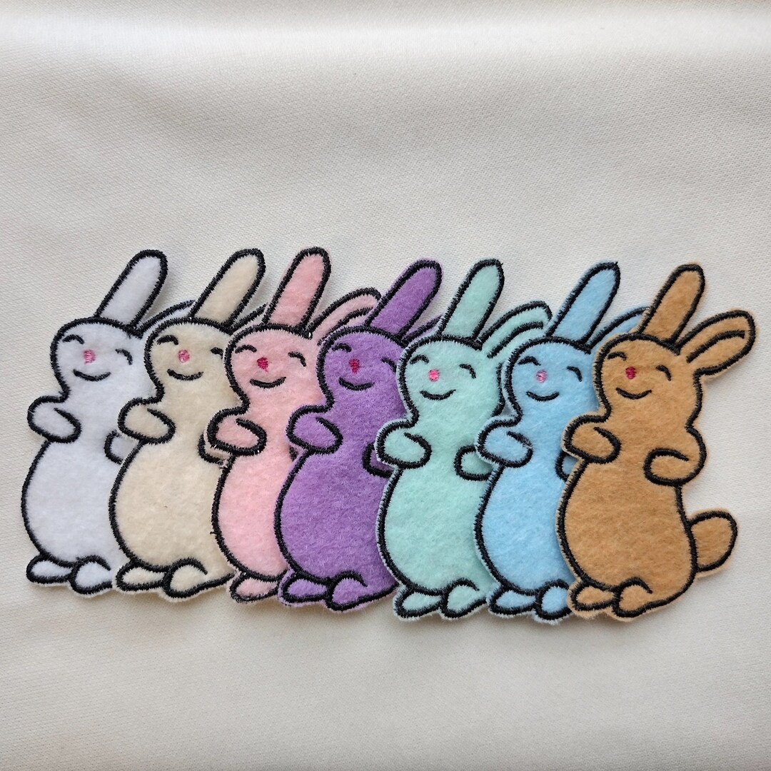 Smiling Bunny Embroidered Patch - Rabbit - Bunny - Embroidery ...