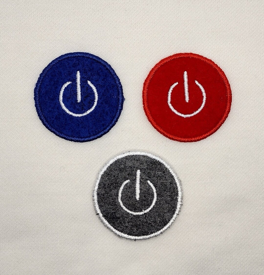 Power Button - Embroidered Patch - Felt Patch - Iron on - Red, Blue ...