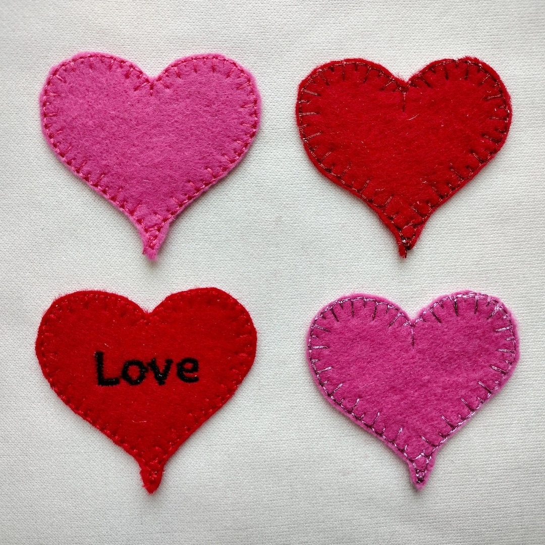 Embroidered Heart Patch Quilt Stitch Color Variations - Etsy