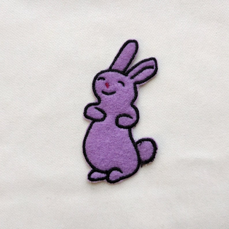 Smiling Bunny Embroidered Patch - Rabbit - Bunny - Embroidery ...