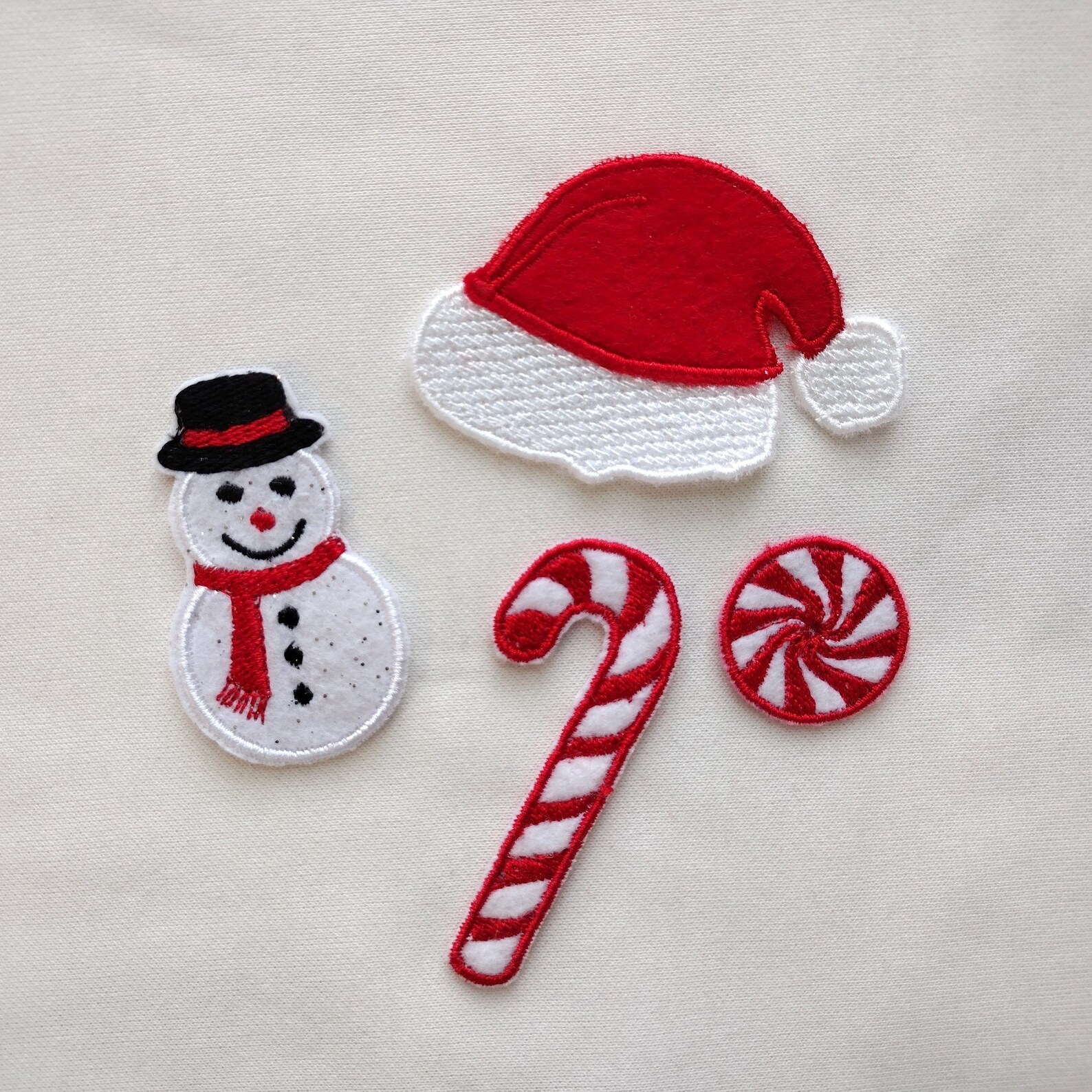 Assorted Embroidered Christmas Patches - Santa Hat - Candy Cane - Mint ...