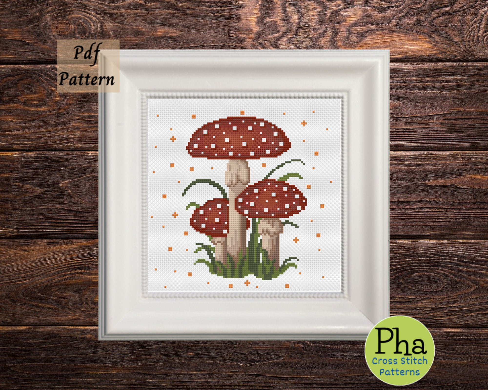 Mushrooms Cross Stitch Pattern, Easy Cross Stitch Chart, Autumn, Red ...