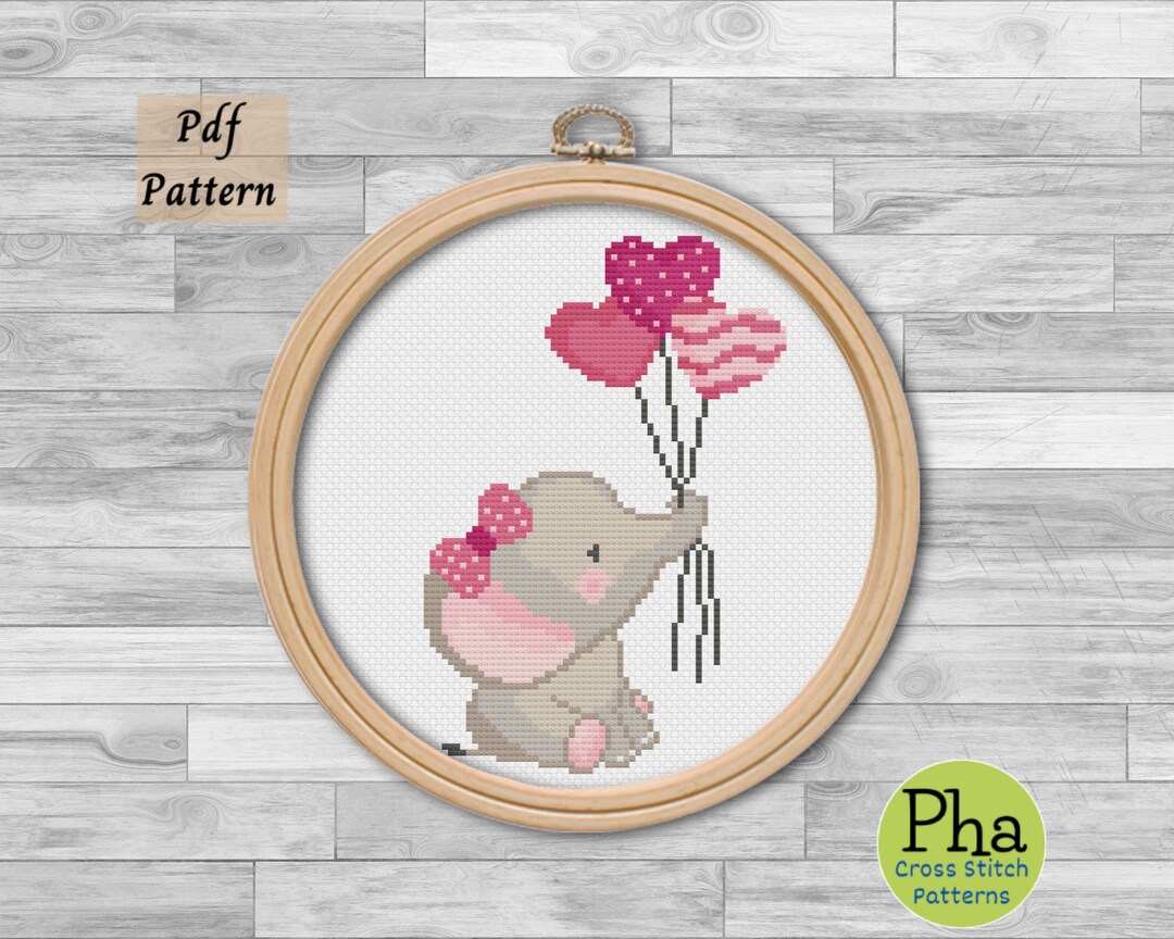 Cute Elephant Cross Stitch Pattern, Animal, Love Easy Cross Stitch ...