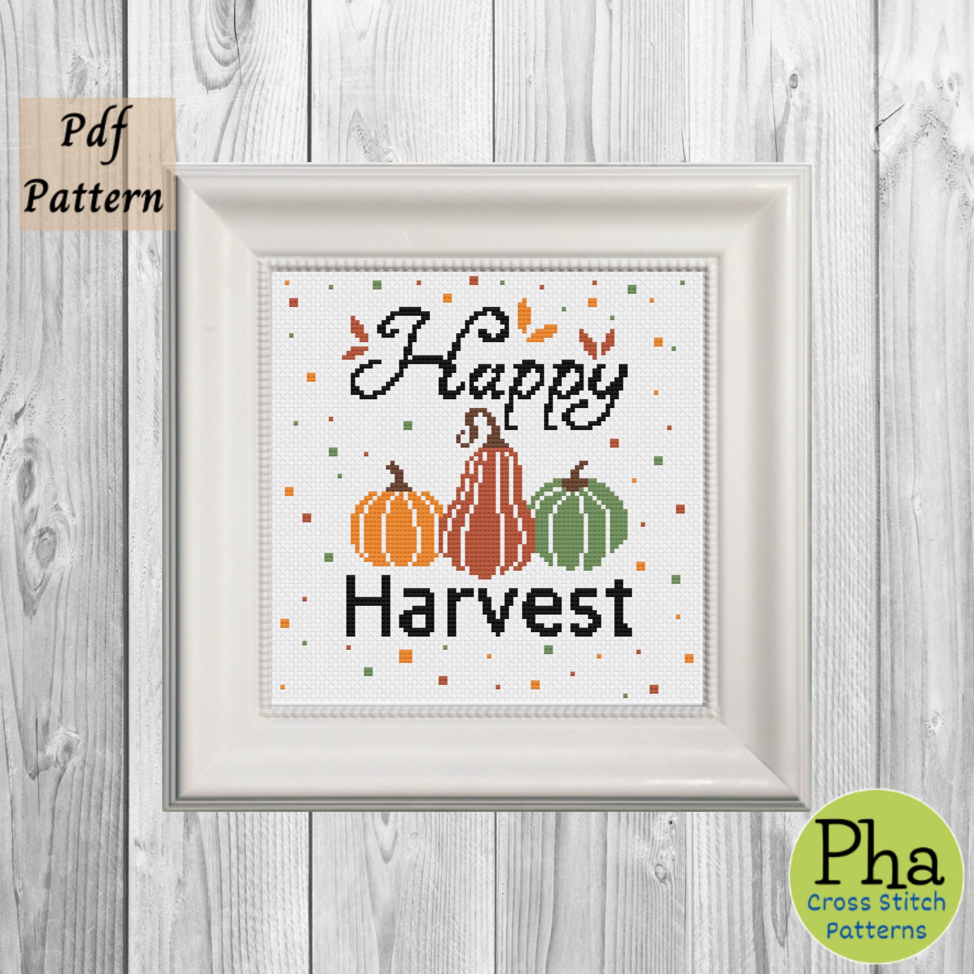 Happy Harvest Cross Stitch Pattern, Easy Cross Stitch Chart, Autumn ...