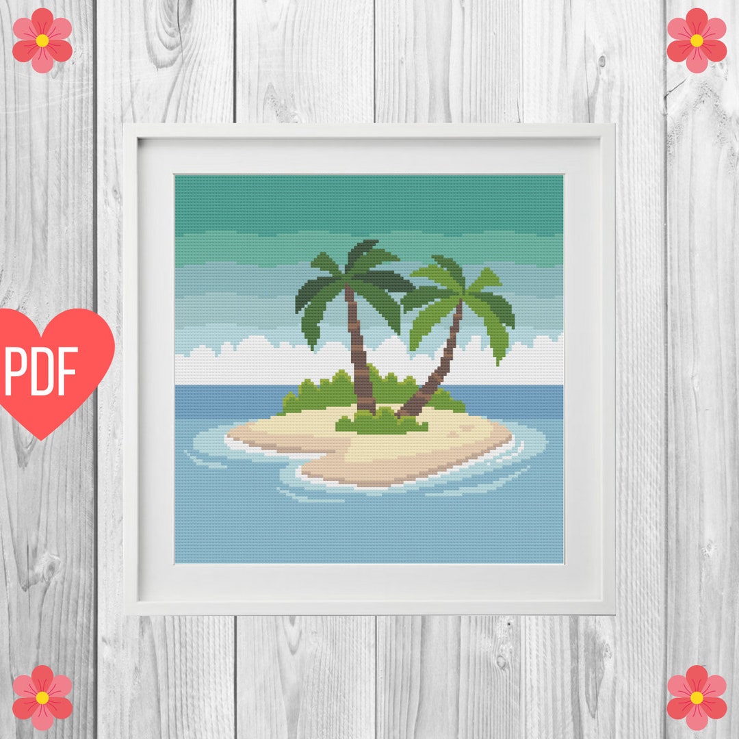 Palm Tree Modern Cross Stitch Pattern, Nature Counted Cross Stitch ...
