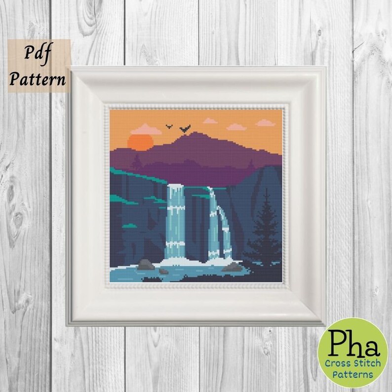 Waterfall Cross Stitch Pattern, Counted Cross Stitch Chart, Xstitch ...