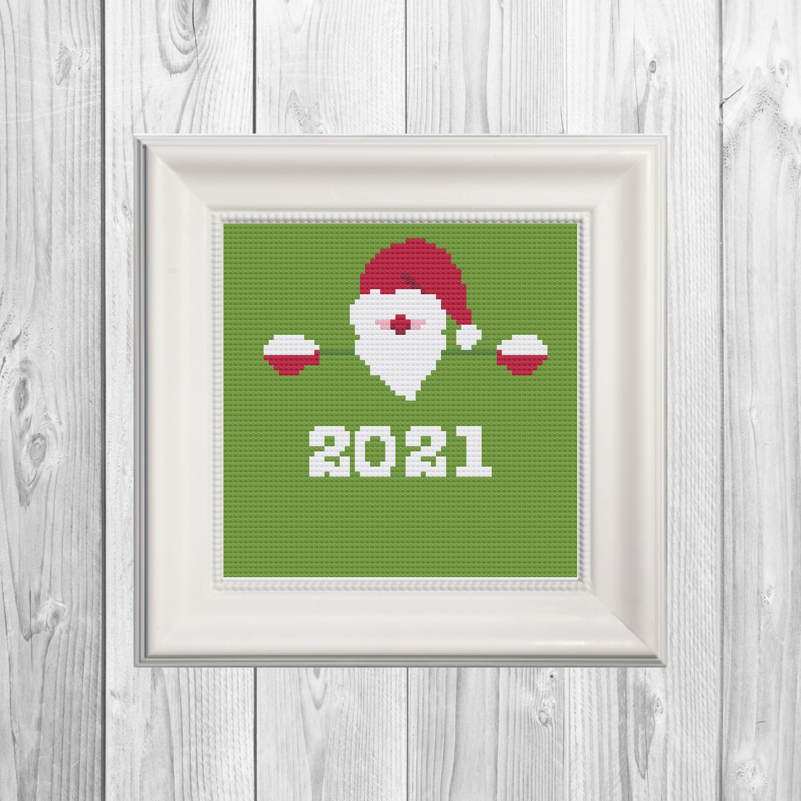 Cross Stitch Pattern New Year 2021 Cross Stitch Chart, Santa Cross ...