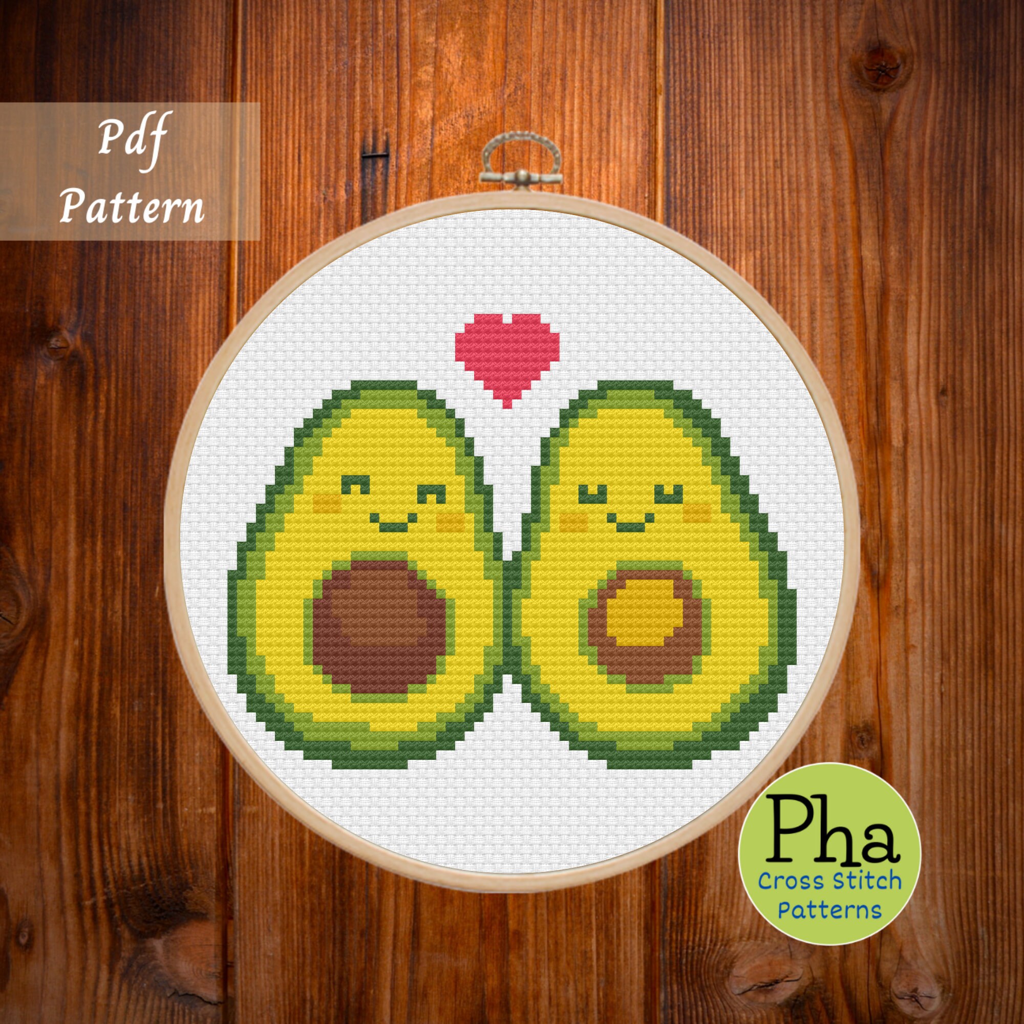 Avocado Love Cross Stitch Pattern: Valentine's Day Embroidery (PDF ...