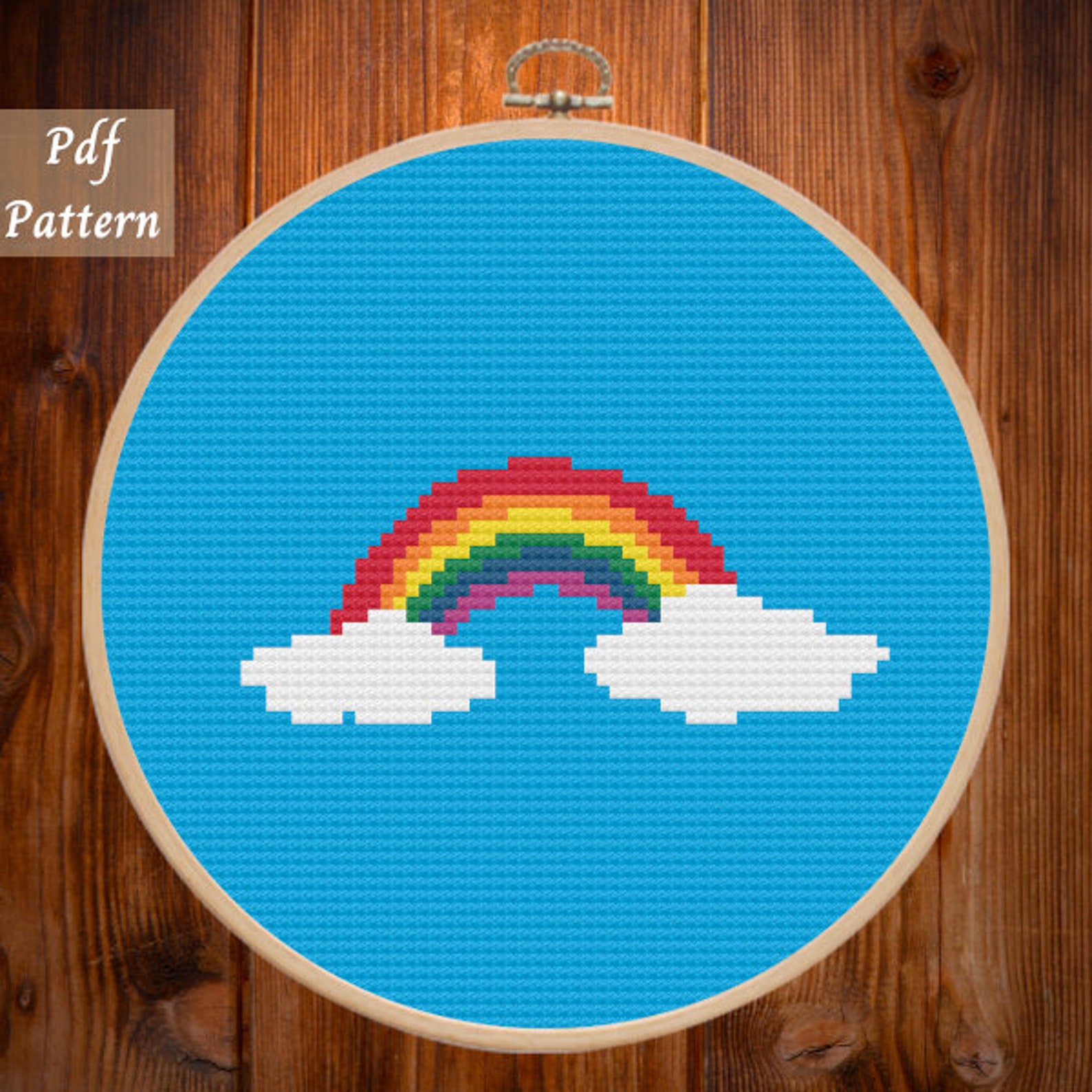 Rainbow Modern Cross Stitch Pattern Nature Counted Cross - Etsy